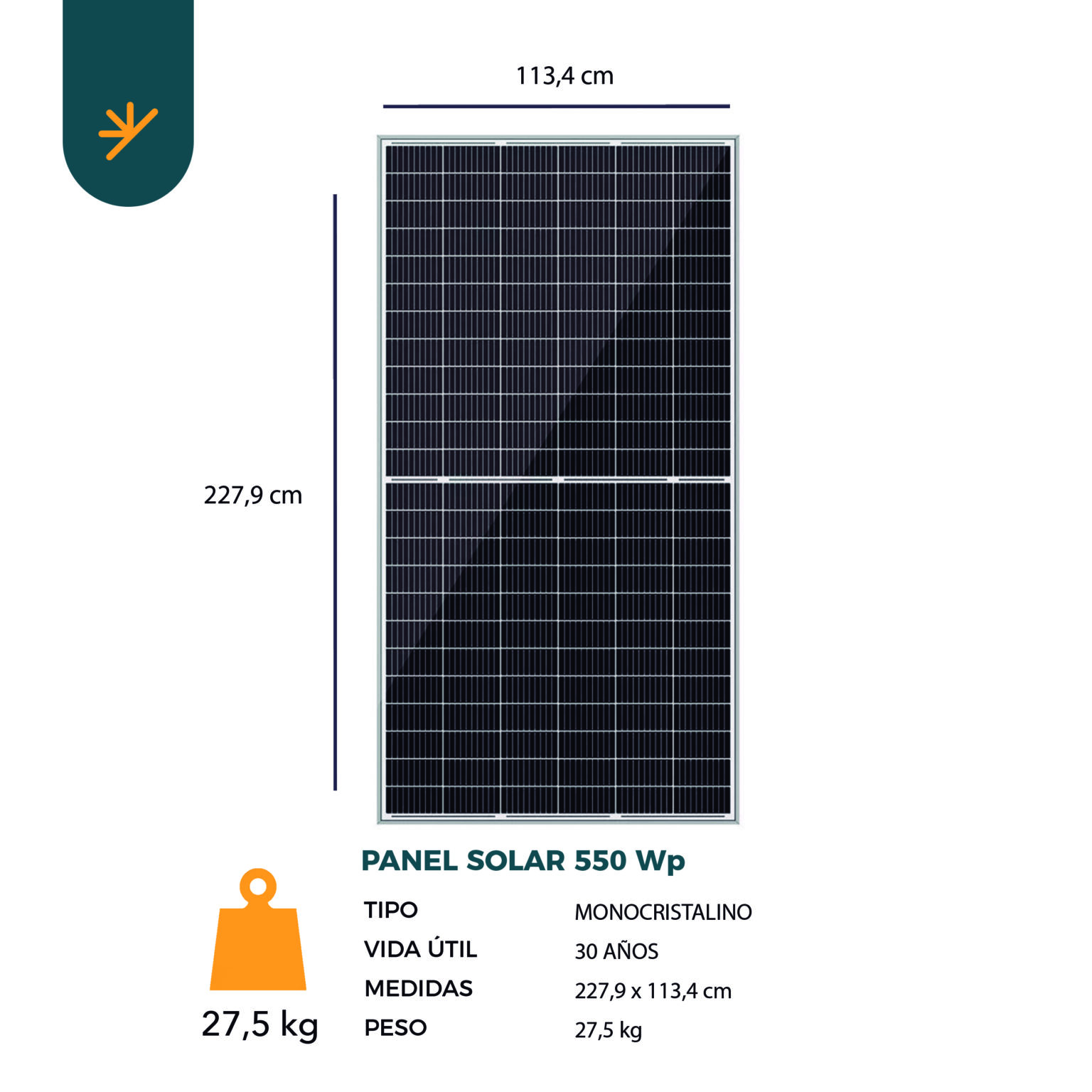 Panel Solar 550W Luxen PERC - Monocristalino - Kit Solar