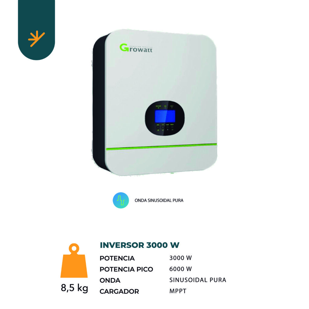 Inversor Off Grid 3000W Growatt - MPPT - Kit Solar